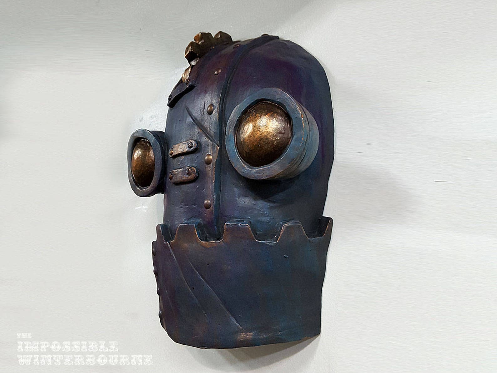 Steampunk Robot Sculpture "steambot Face" • Purple and Bronze • - Etsy