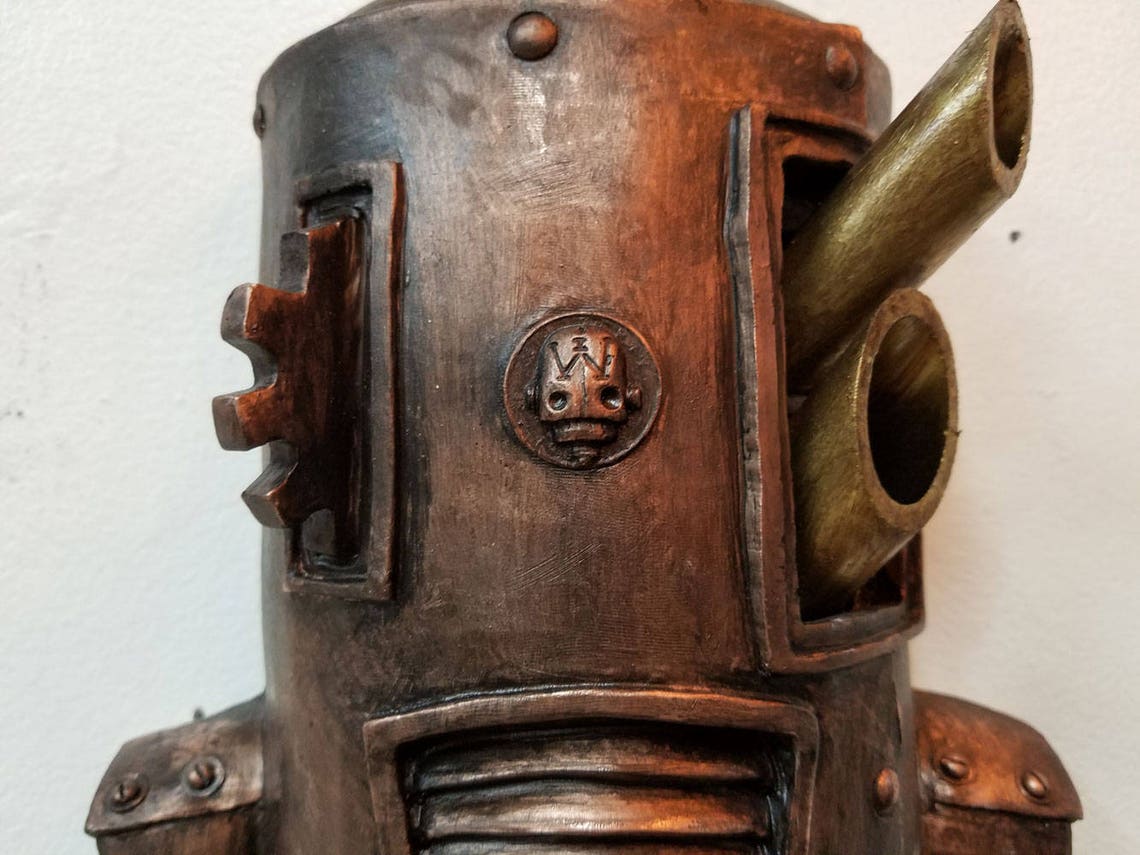 Dieselpunk Robot Sculpture Boilerbot Bronze Finish With | Etsy