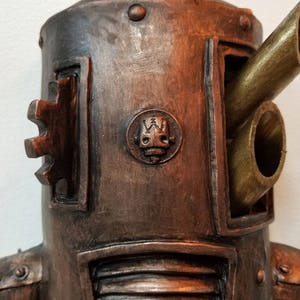 Dieselpunk Robot Sculpture Boilerbot - Bronze Finish With Green Eyes - Etsy