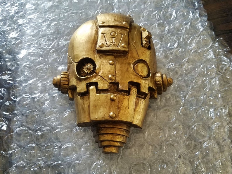 Limited Edition Steampunk Robot Sculpture, Golden Robot, Skullbot ...