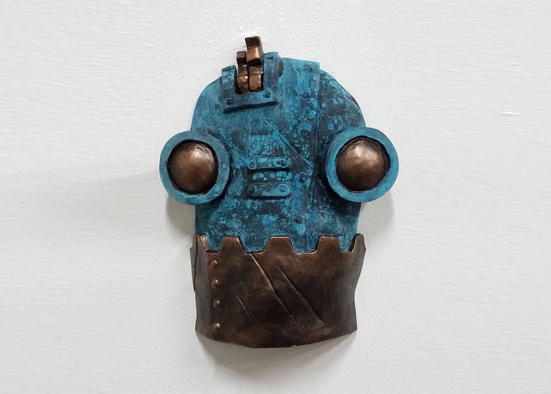 Steampunk Robot Face, Blue Robot, Robot Sculpture, Street Art Robot ...