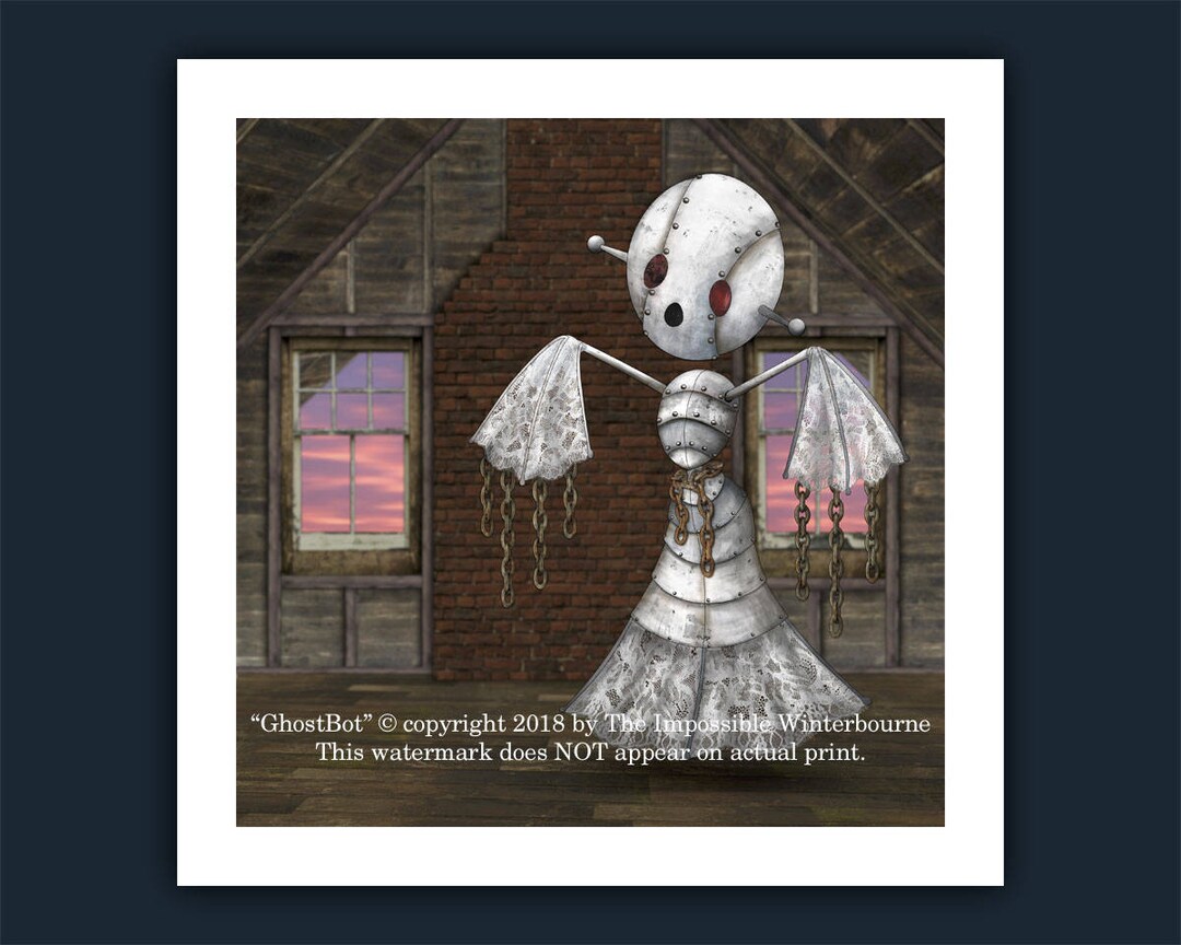 Steampunk Limited Edition Robot Art Print With Spooky Ghostbot ...