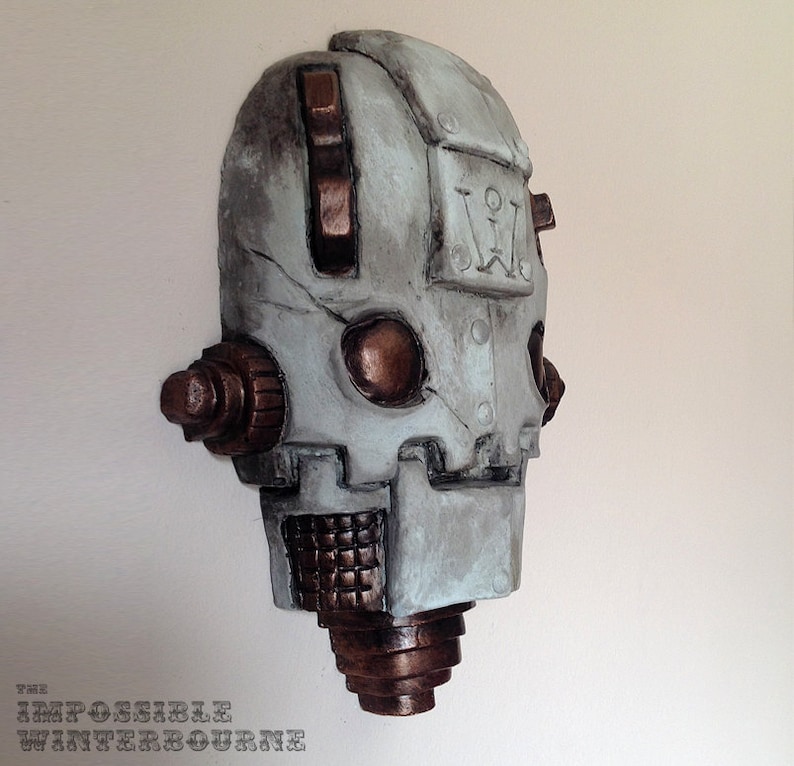 Steampunk Robot Sculpture With Stone Finish and Bronze Details - Etsy