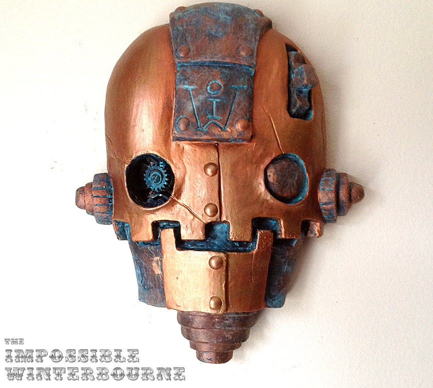 Steampunk Robot Sculpture: Copper Finish Skullbot Wall Decor - Etsy