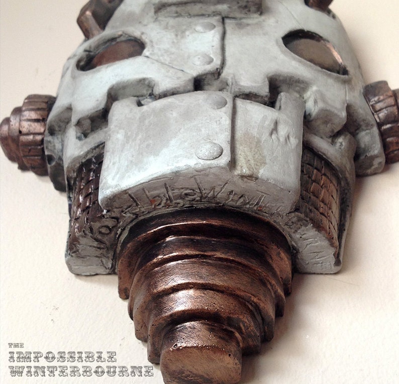 Steampunk Robot Sculpture With Stone Finish and Bronze Details - Etsy