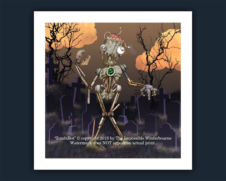 Zombie Robot Illustration Zombibot From the Popular | Etsy