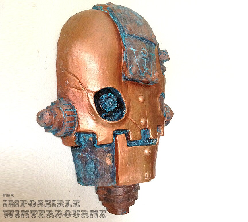 Steampunk Robot Sculpture: Copper Finish Skullbot Wall Decor - Etsy