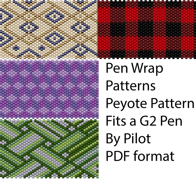 Pack of 4 Patterns. Pen Wrap Patterns. Peyote Beading Patterns. Beaded ...
