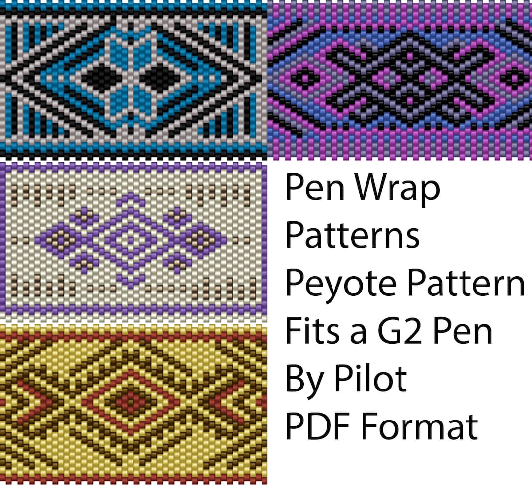 Pack of 4 Patterns. Pen Wrap Patterns. Peyote Beading Patterns. Beaded ...