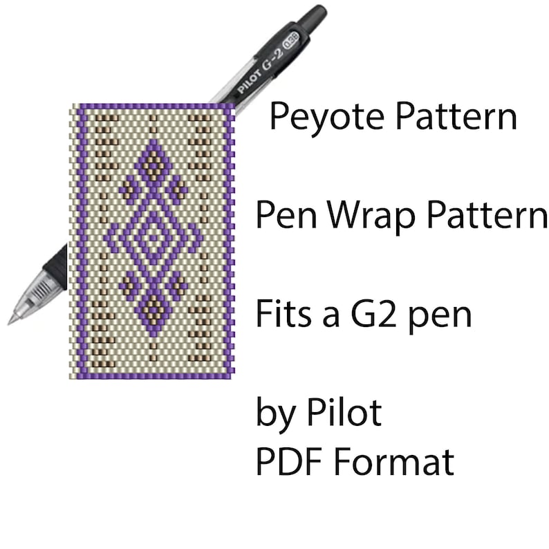 Purple PDF Pattern. Peyote Beading Pattern. G2 Pen Cover. Peyote Pen ...