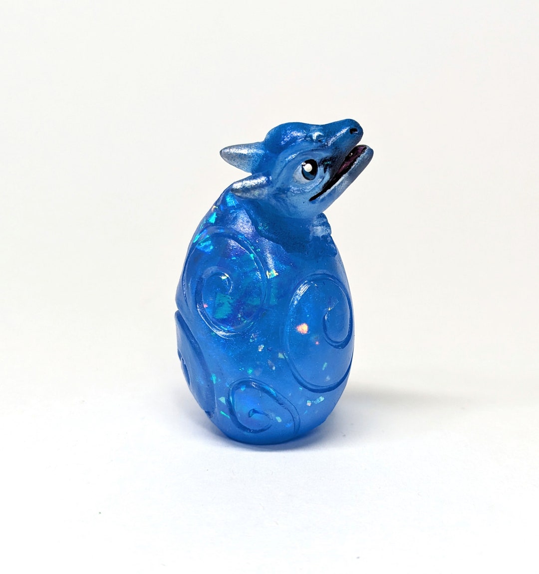 Hatching Sapphire Blue Peep Dragon Baby Original Art Sculpture Figurine ...