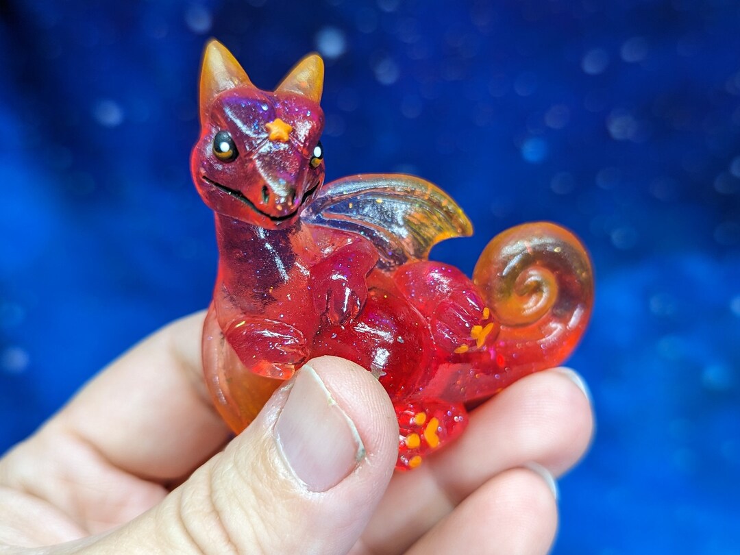 Flame Ruby Red Baby Dragon, Bubble Belly Peep Dragon, Liquid Core Art ...