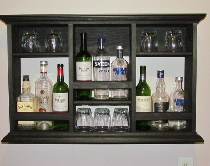 Mini Bar W/O Wine Rack, 3'x2' Wall Hanging Liquor Cabinet, Black Wine ...