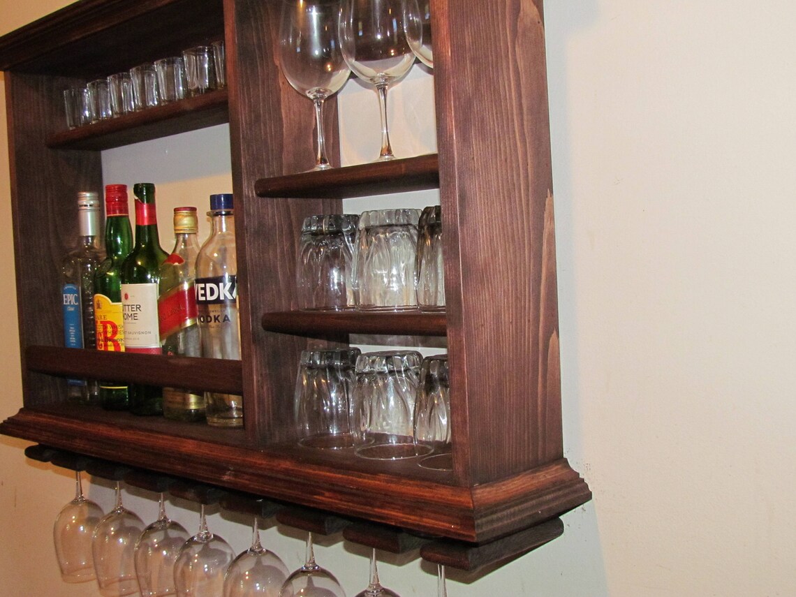 Mini Bar Red Mahogany Stain Wine Rack 3'x2' Liquor - Etsy