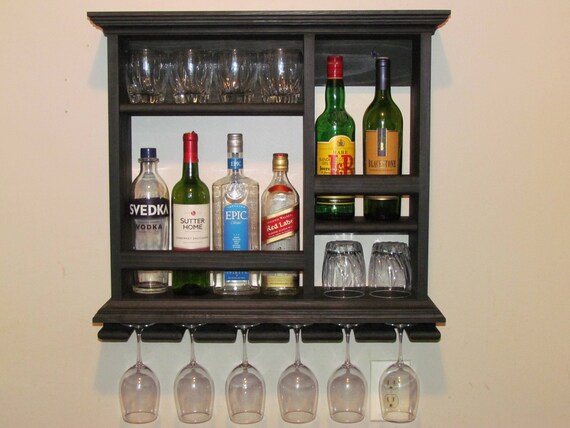 Mini Bar 25 1 2 X 24 Black Stain Wine Rack Minimalist Style Liquor Cabinet SKU LMBB Etsy