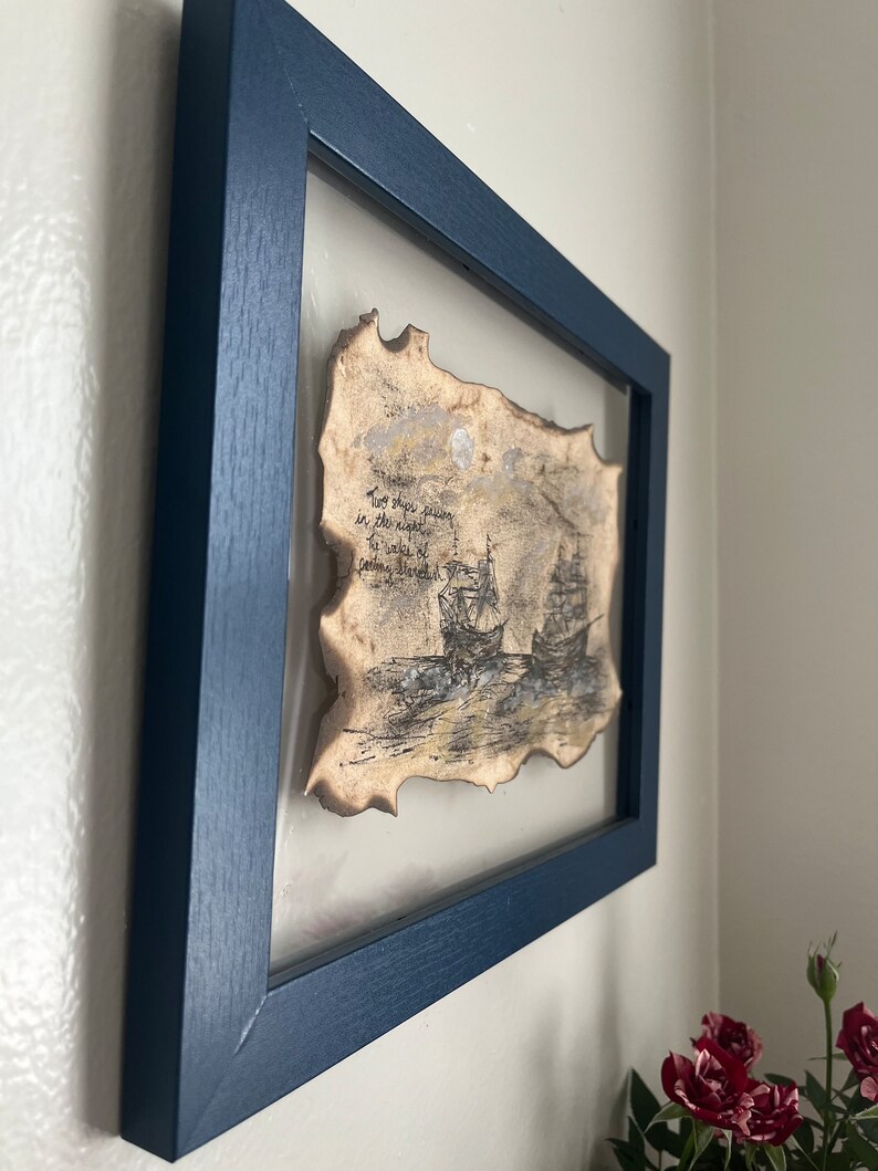 Nautical Ships Original Artwork Floating Frame Ready to Display Home ...