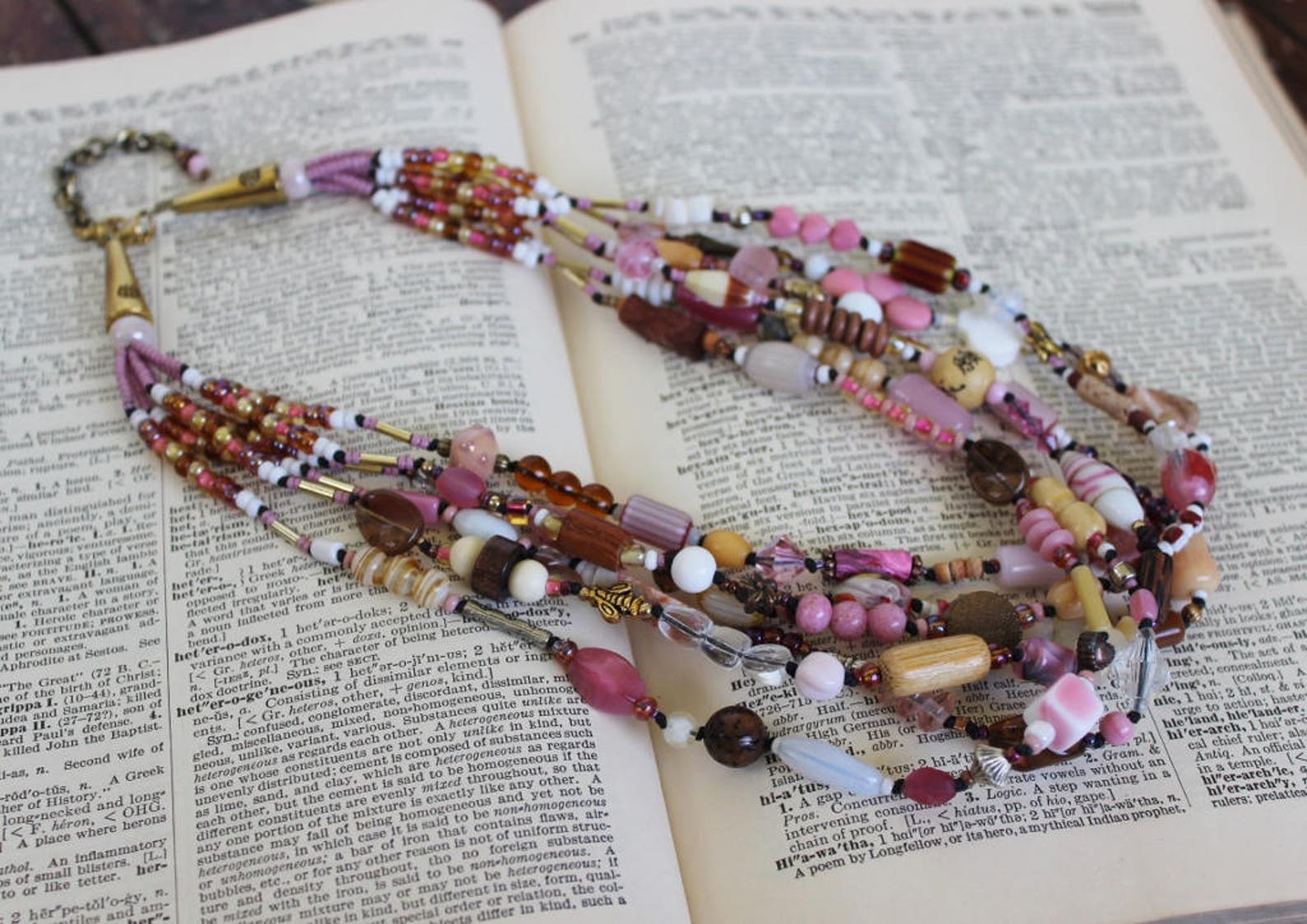 FIRST BLUSH Pink/neutrals Colorful Statement Necklace 6-strand | Etsy