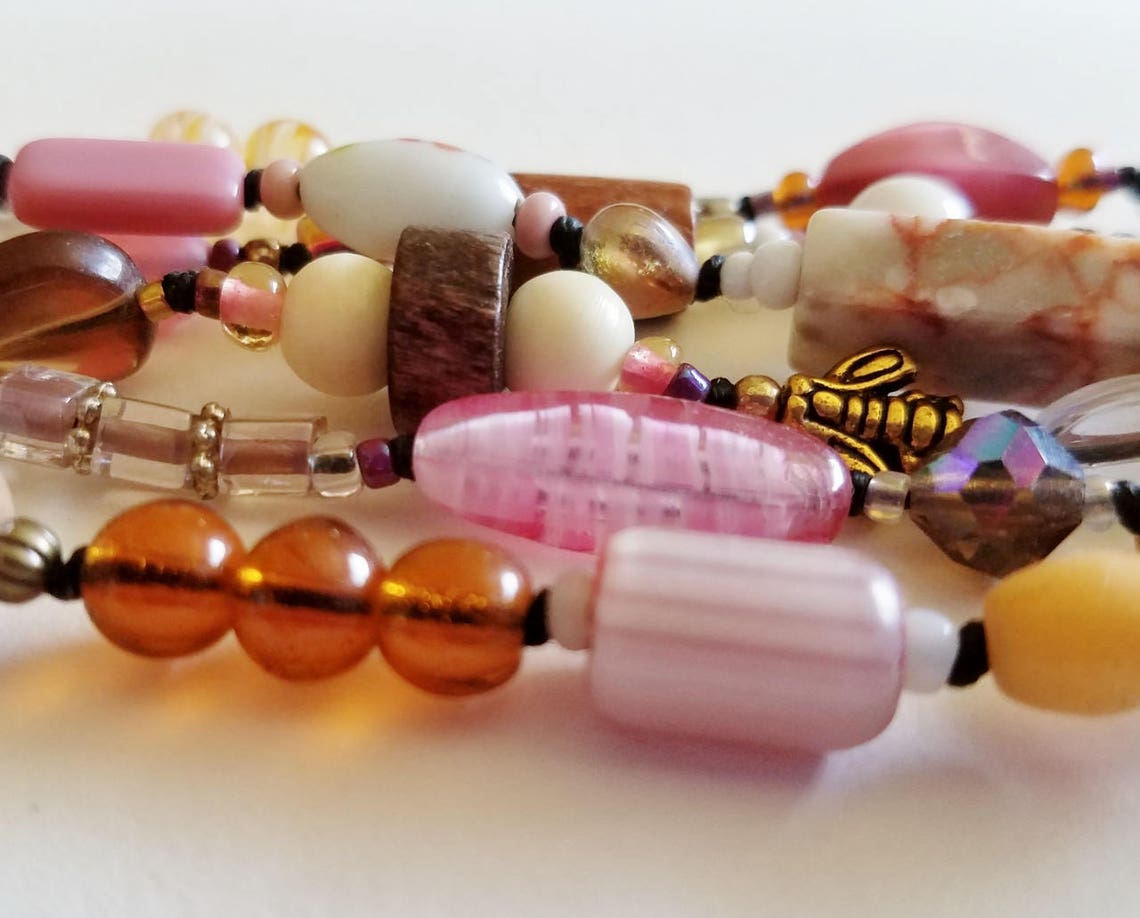 FIRST BLUSH Pink/neutrals Colorful Statement Necklace 6-strand - Etsy