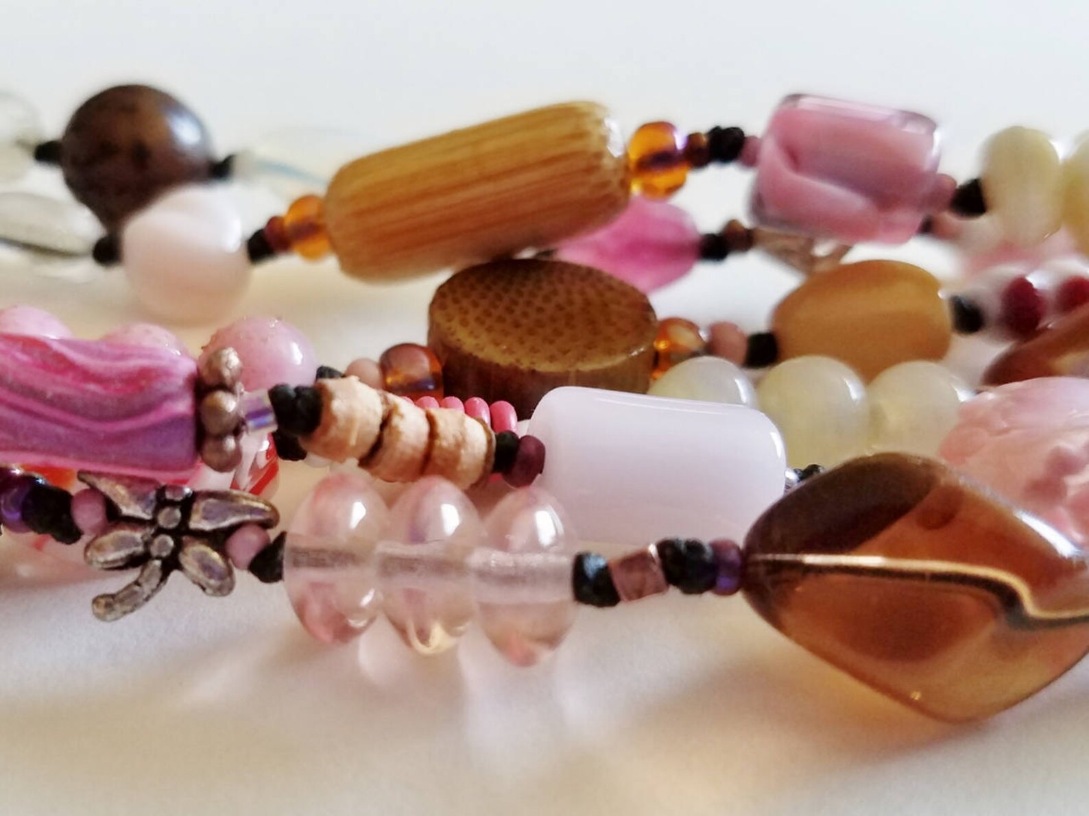 FIRST BLUSH Pink/neutrals Colorful Statement Necklace 6-strand - Etsy