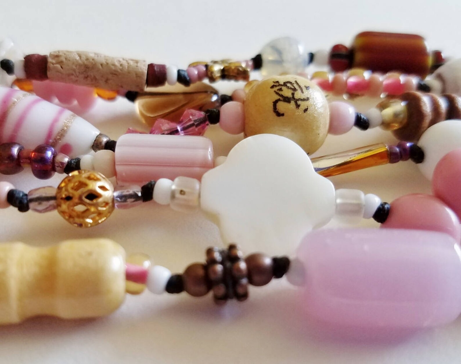 FIRST BLUSH Pink/neutrals Colorful Statement Necklace 6-strand | Etsy