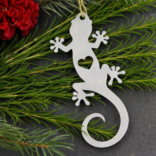 Personalized Gecko Christmas Ornament Name Date | Etsy