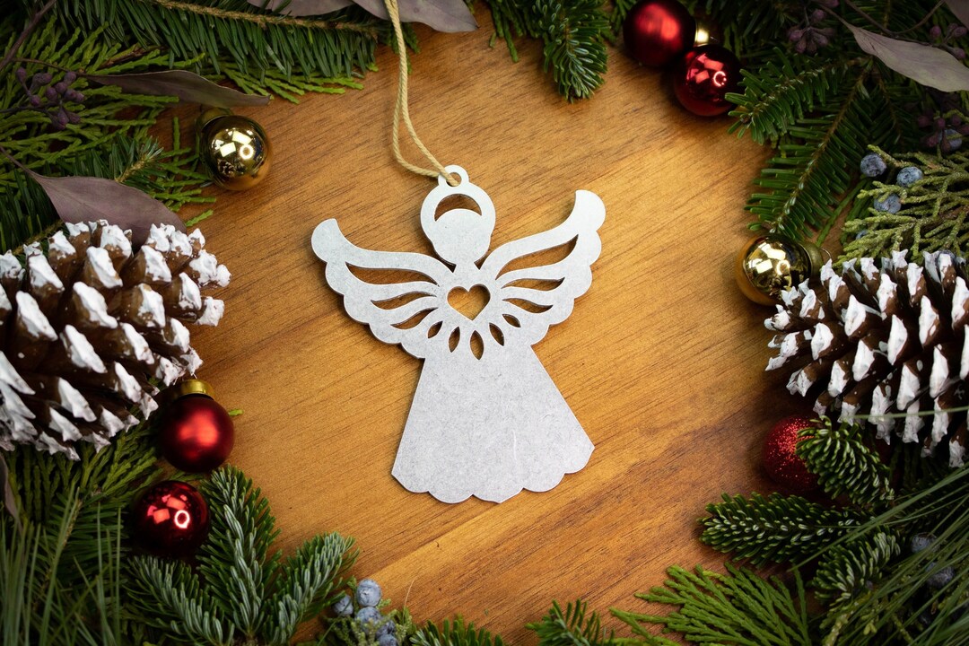 Adorno navideño de alas de ángel Ángel plateado personalizado Regalo de ...
