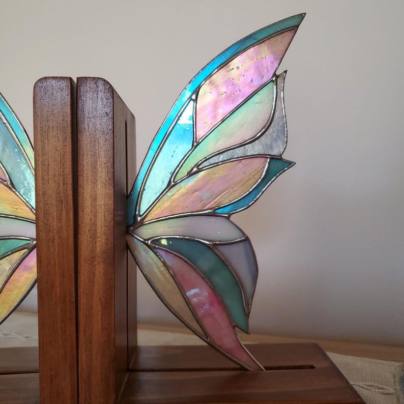Stained Glass Fairy Wing Bookends - Etsy