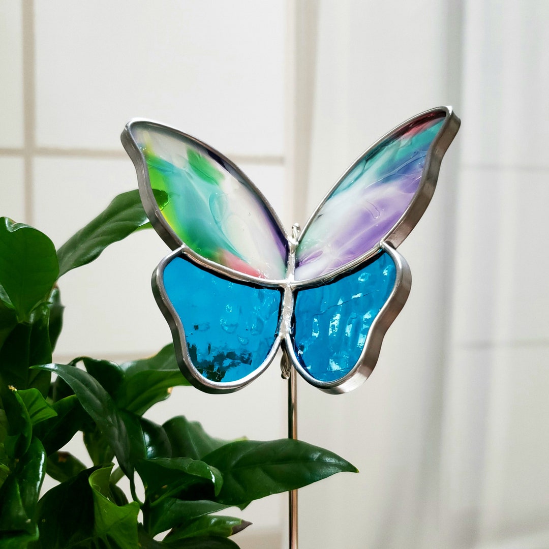 Stained Glass Butterfly Planter. Butterfly Gift, Glass Butterfly ...