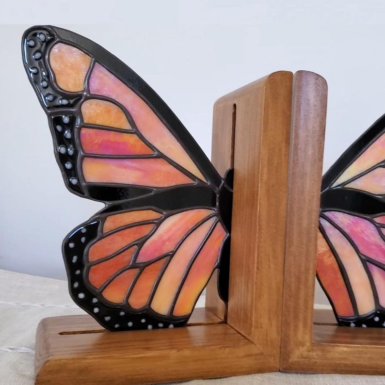 Stained Glass Butterfly Monarch Bookends - Etsy