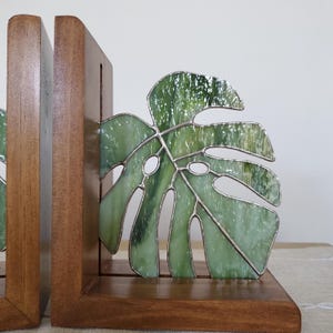 Stained Glass Monstera Bookends. Bookworm, Book Gift, Home Decor Gift ...