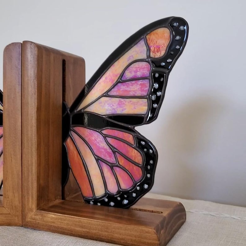 Stained Glass Butterfly Monarch Bookends - Etsy