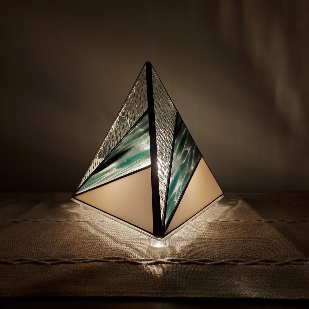 Stained Glass Pyramid Lamp, Tabletop Lamp, Modern Decor Lamp, Night ...