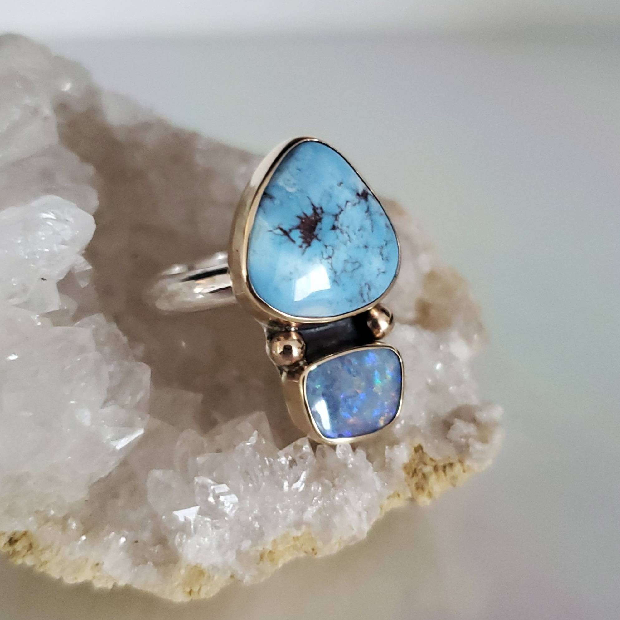 HORSE MOSAIC TURQUOISE OPAL RING 6 - munimoro.gob.pe