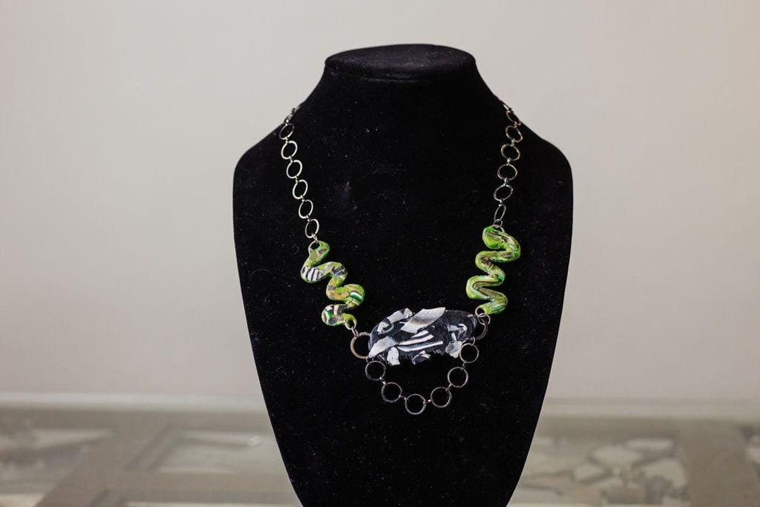 Polymer Clay Green "snakes" Necklace - Etsy