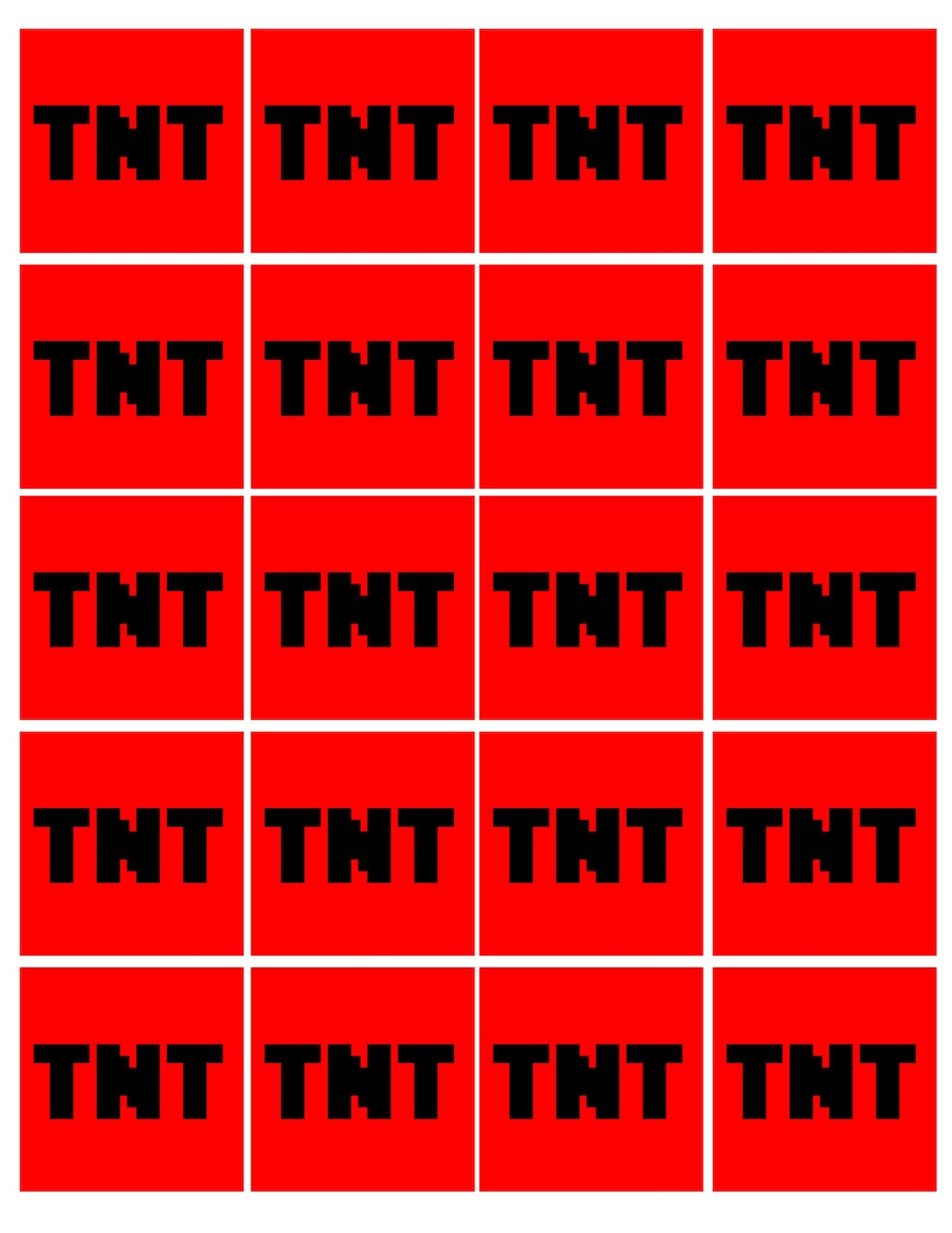 TNT Minecraft Labels Package - Instant Download - Etsy