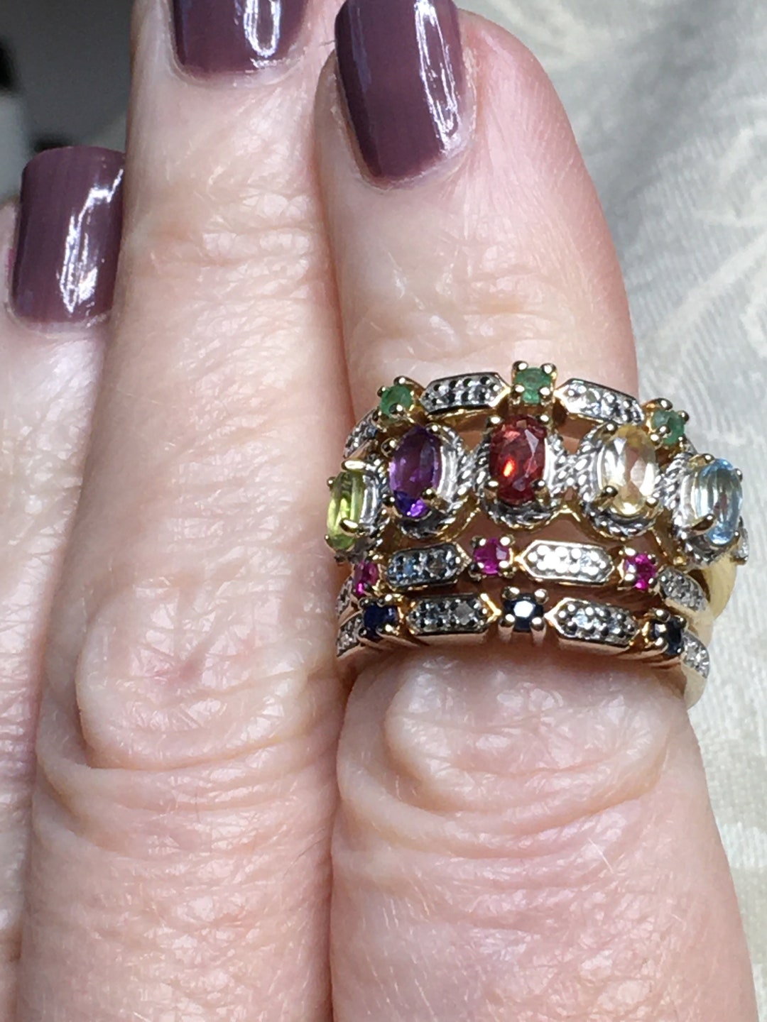 Vintage Gold Over Sterling Silver Set of Four Rings With Multiple ...