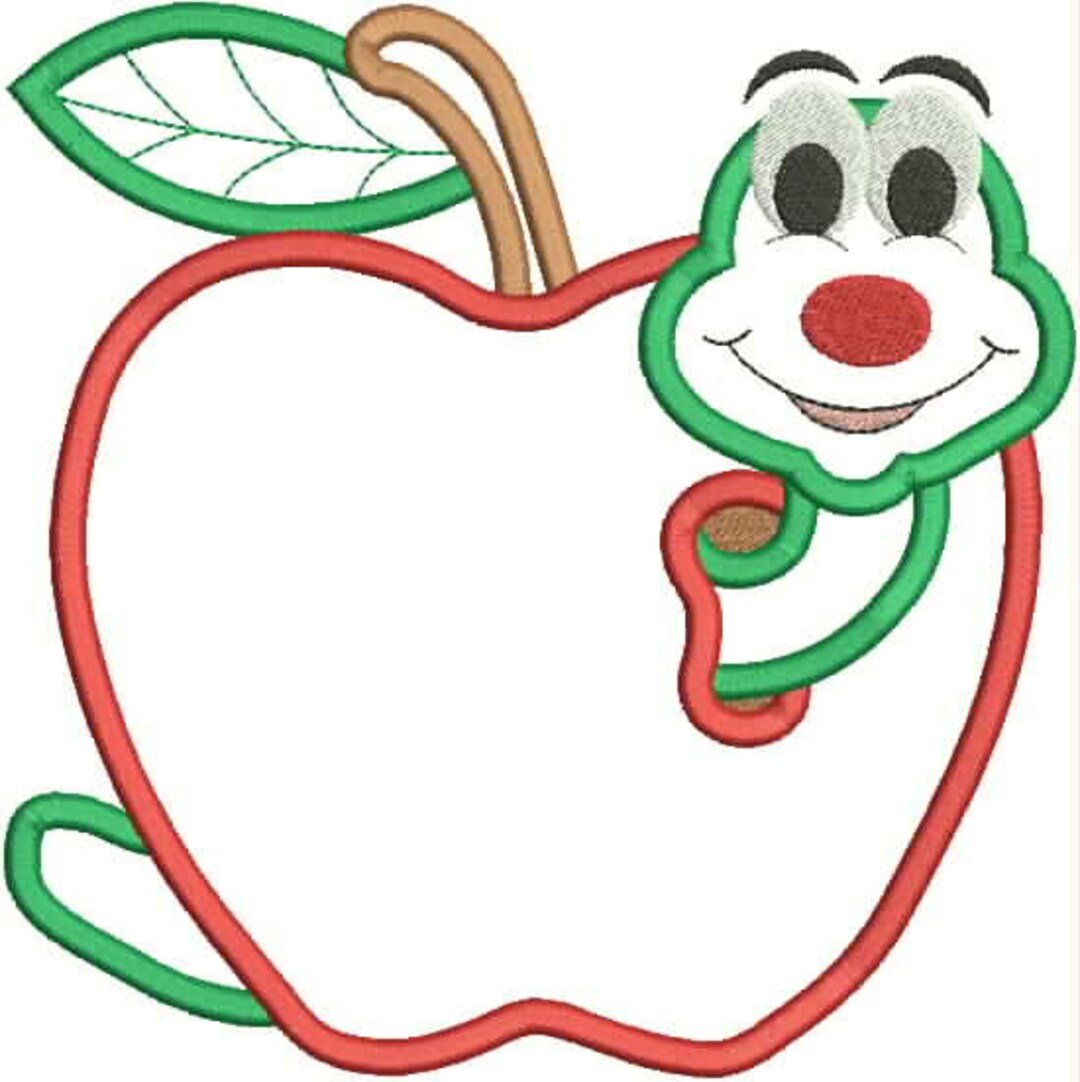 Worm in an Apple, Teacher, Back to School, School, Applique Machine ...