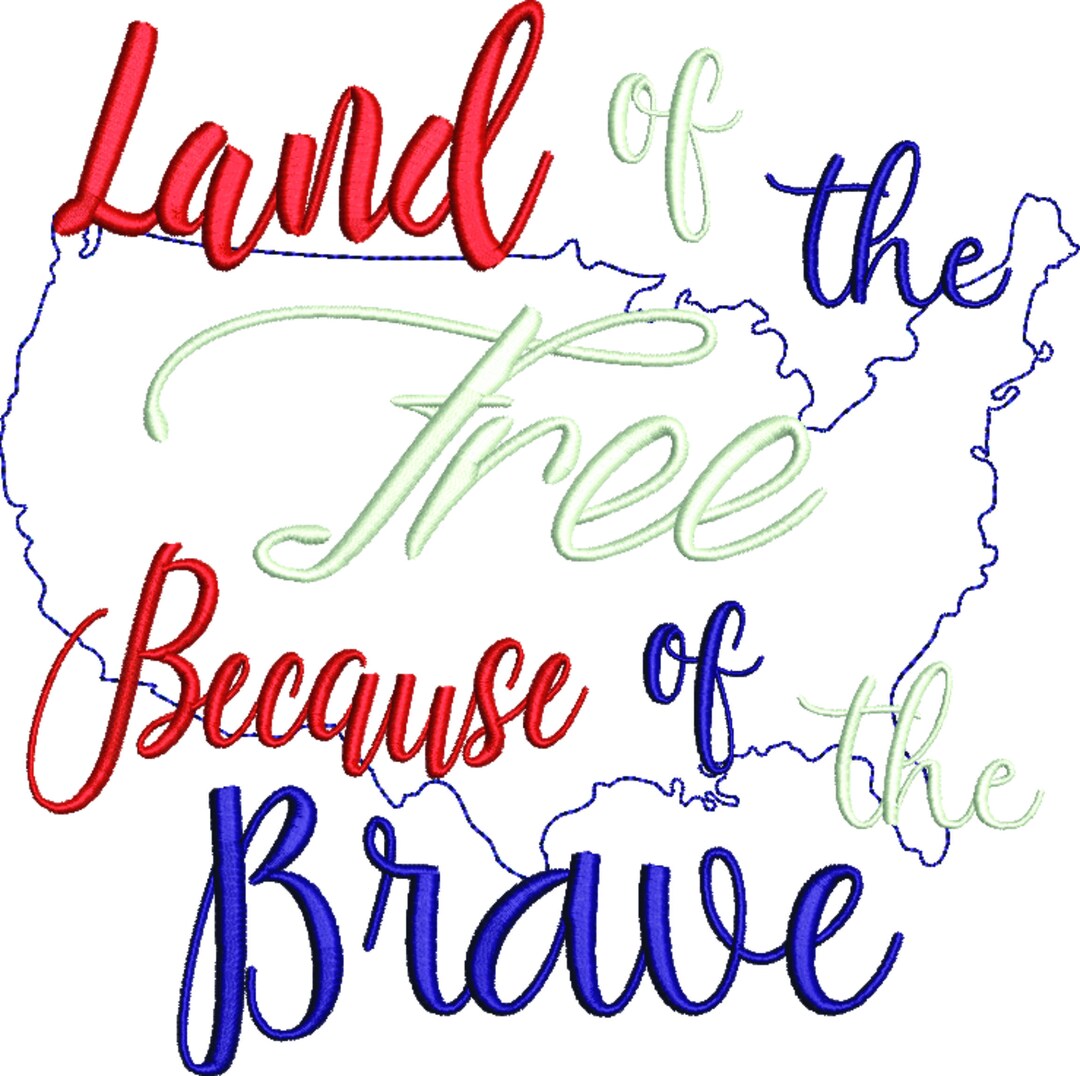 Land of the Free Because of the Brave With Ragged USA Map, 4th of July ...