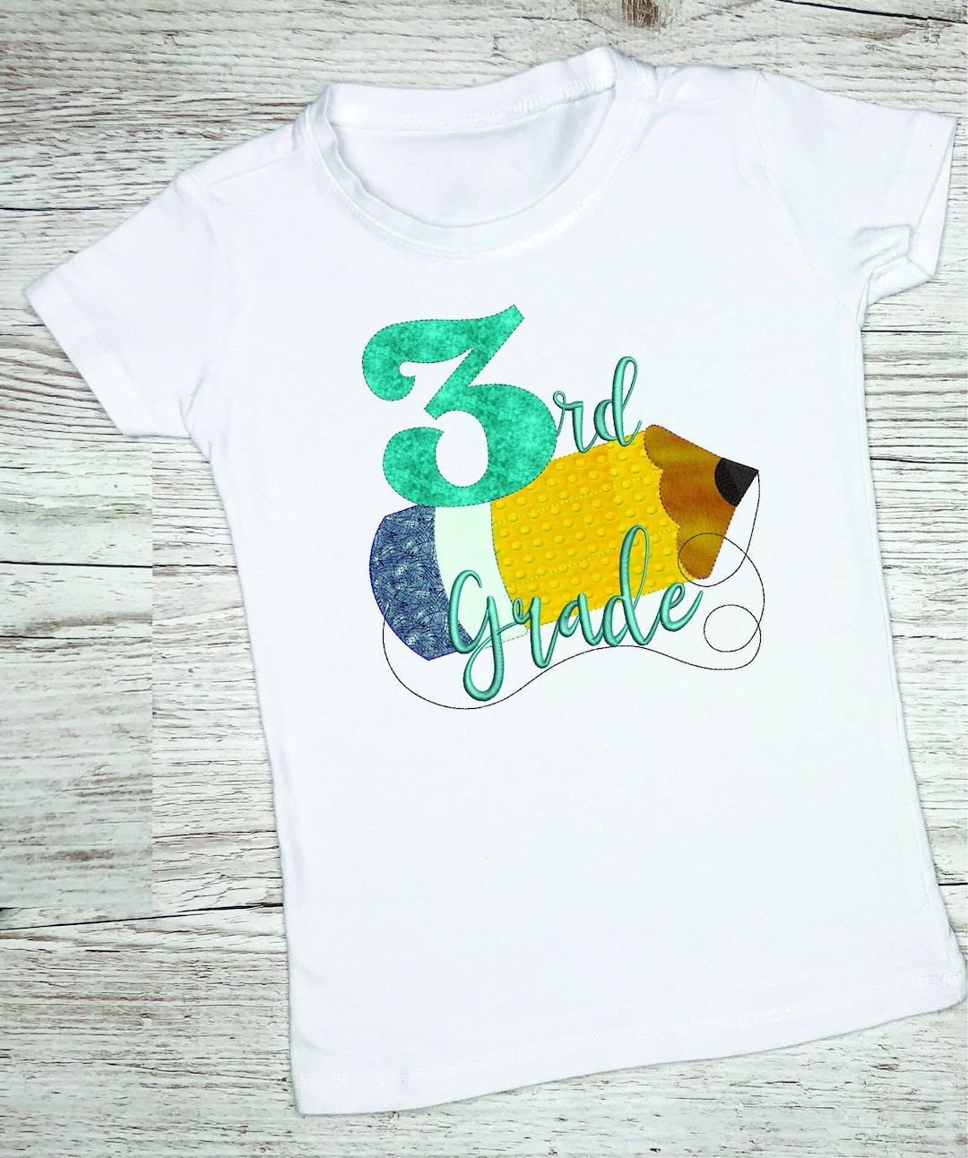 3rd Grade Pencil Embroidery Design, Third Grade, Machine Embroidery ...