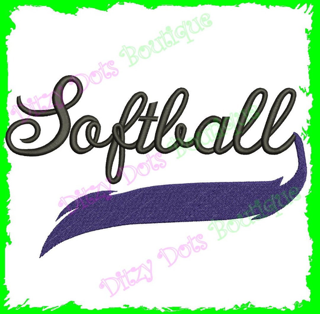 Softball Swoosh Machine Embroidery Design - Etsy