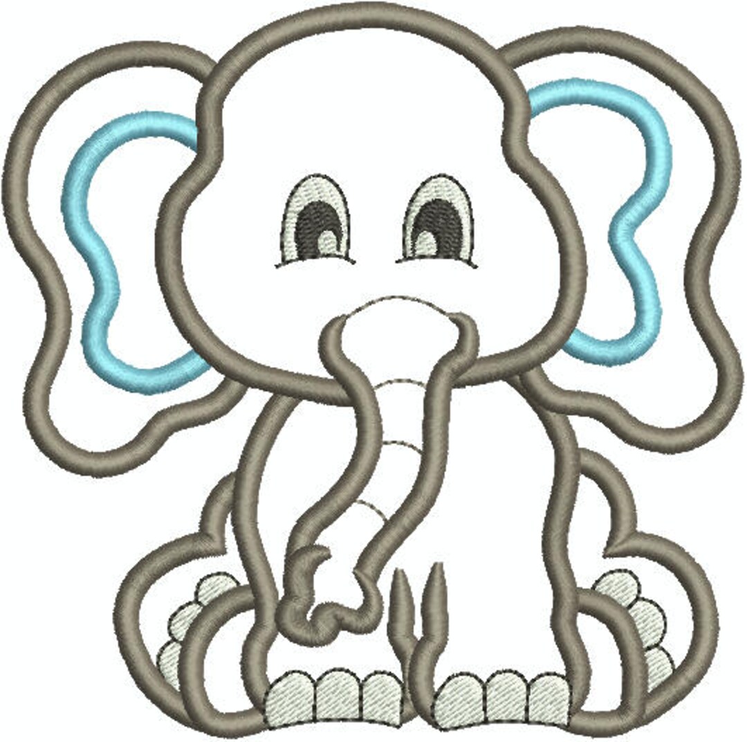 Cute Baby Elephant Sitting Machine Embroidery Design, Safari Elephant ...