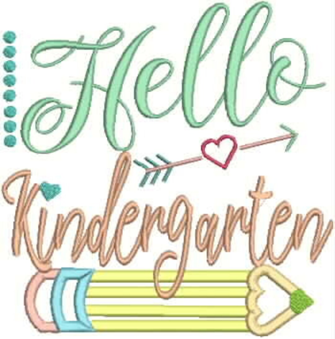Hello Kindergarten Embroidery Design, Machine Embroidery Design, Back ...