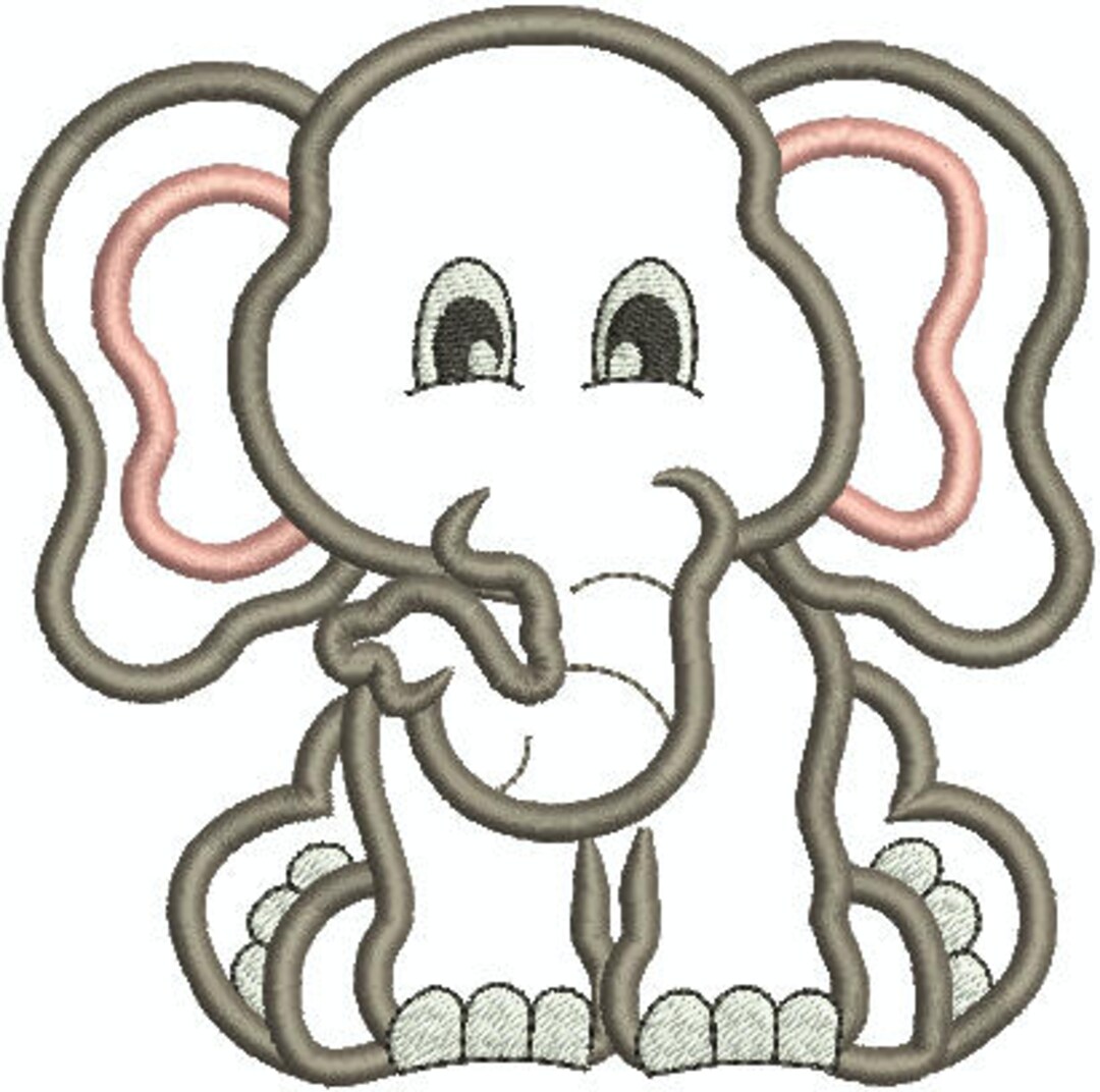 Baby Elephant Sitting Machine Embroidery Design, Safari Elephant ...
