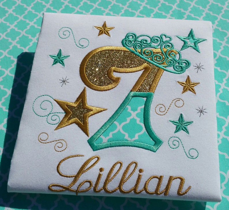Split Number 7 With Crown and Star 7th Birthday Seventh - Etsy