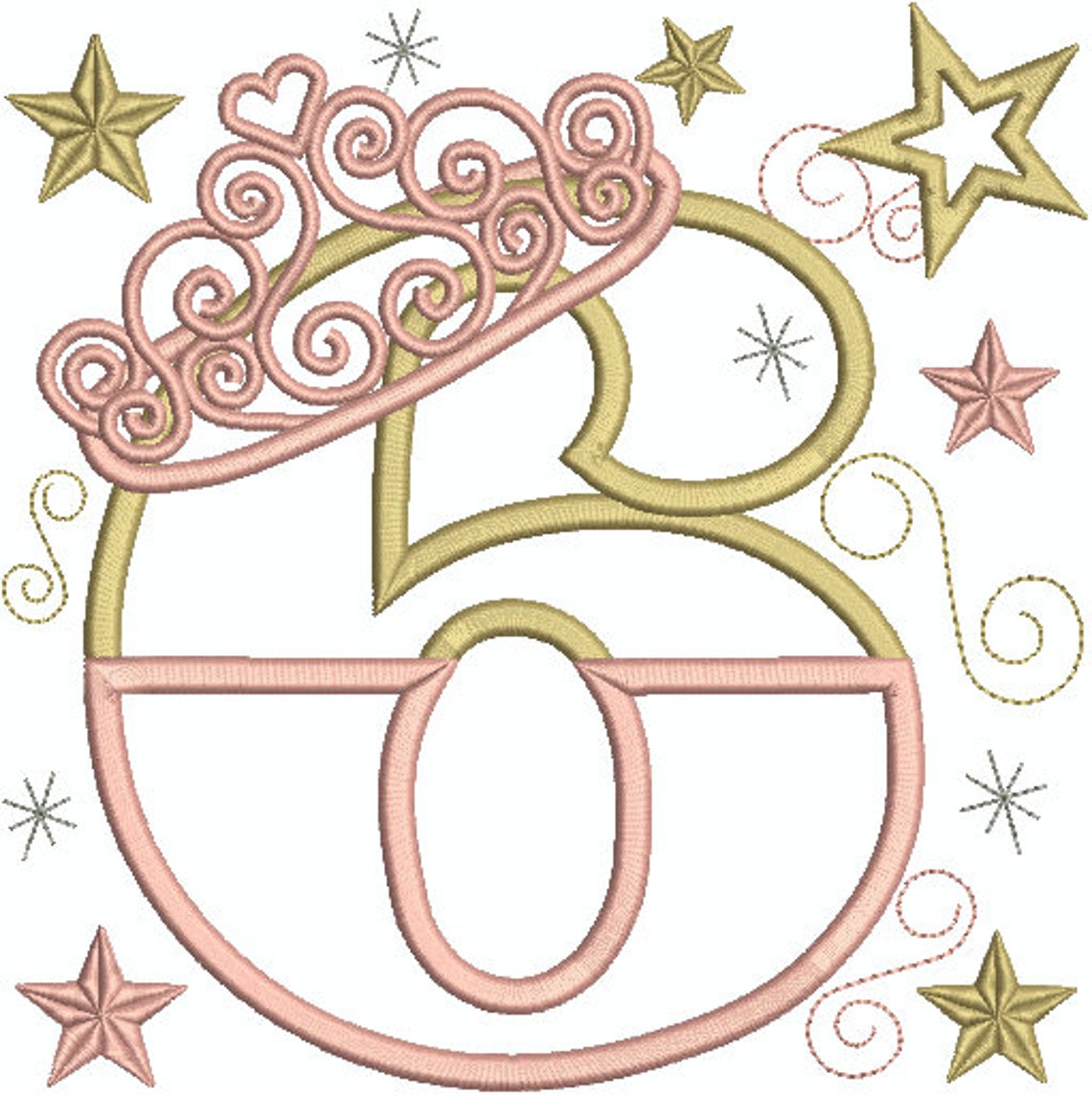 Split Number 6 With Crown and Star 6th Sixth Birthday Gold - Etsy