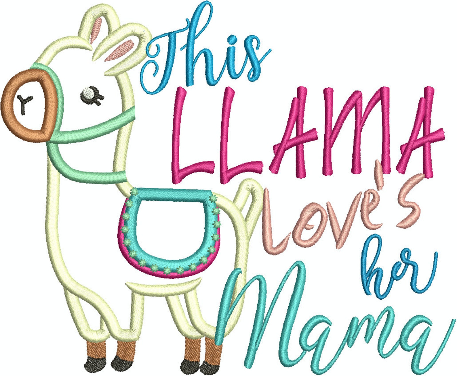 This Llama Love's Her Mama Applique ,cute Llama, Embroidery Design ...