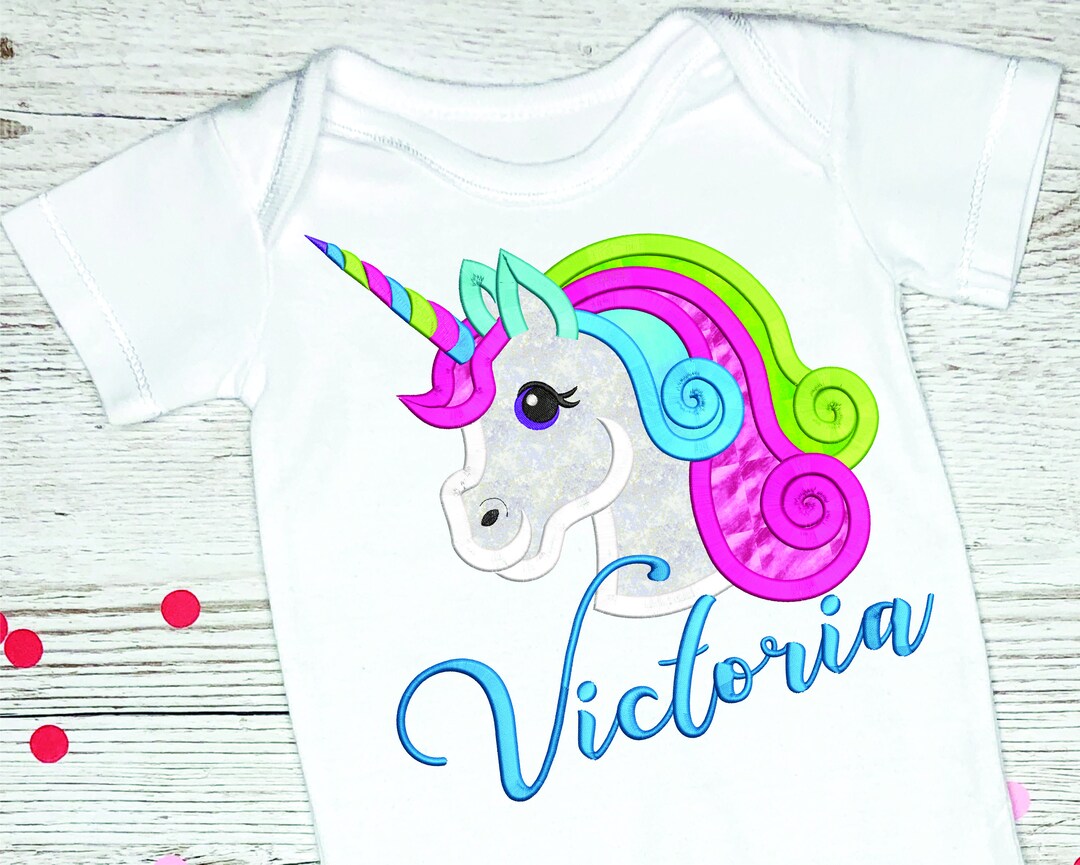 Cute Unicorn Head Appliqué Design, Machine Embroidery, Embroidery ...