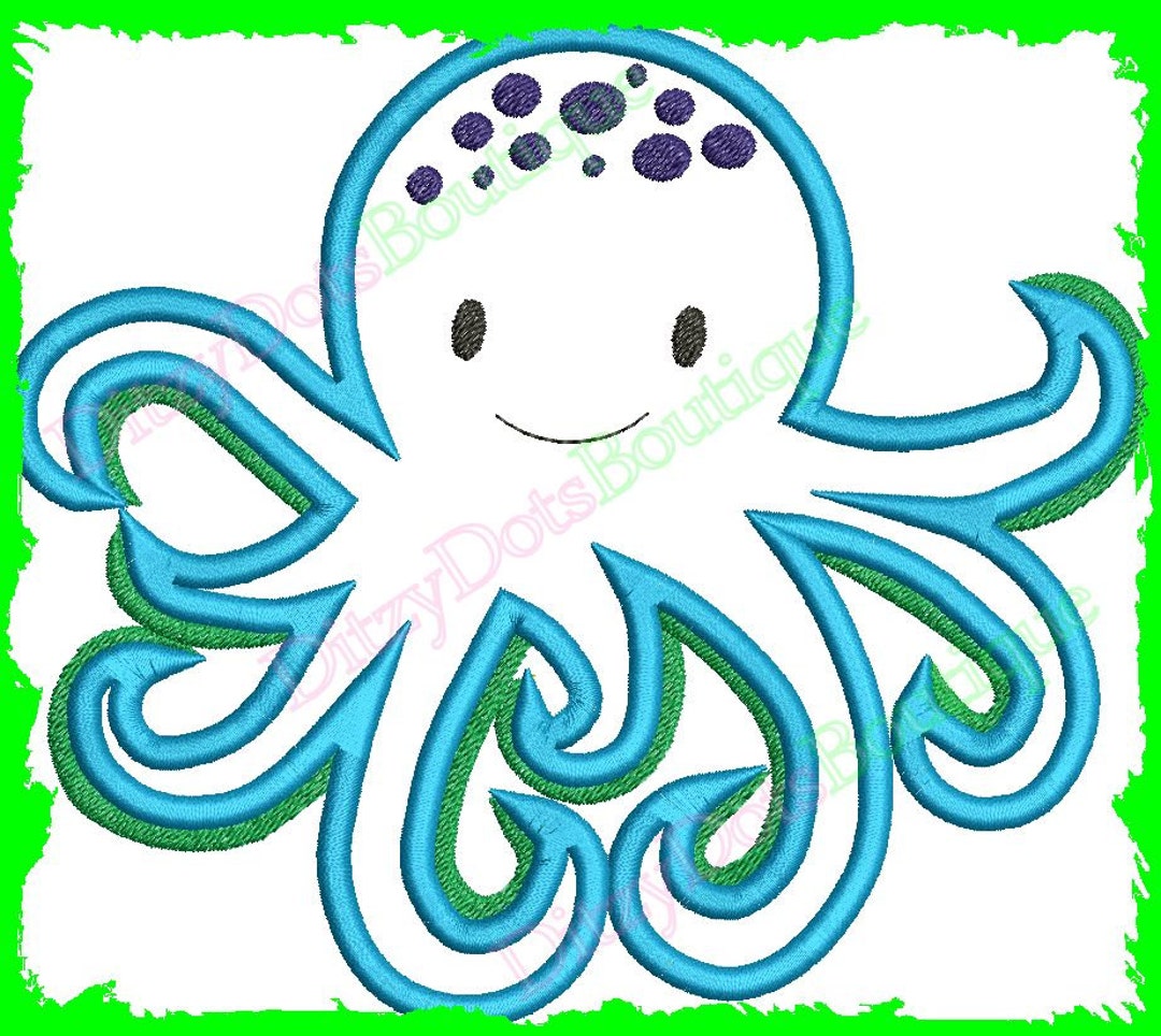 Octopus Applique Machine Embroidery Design - Etsy