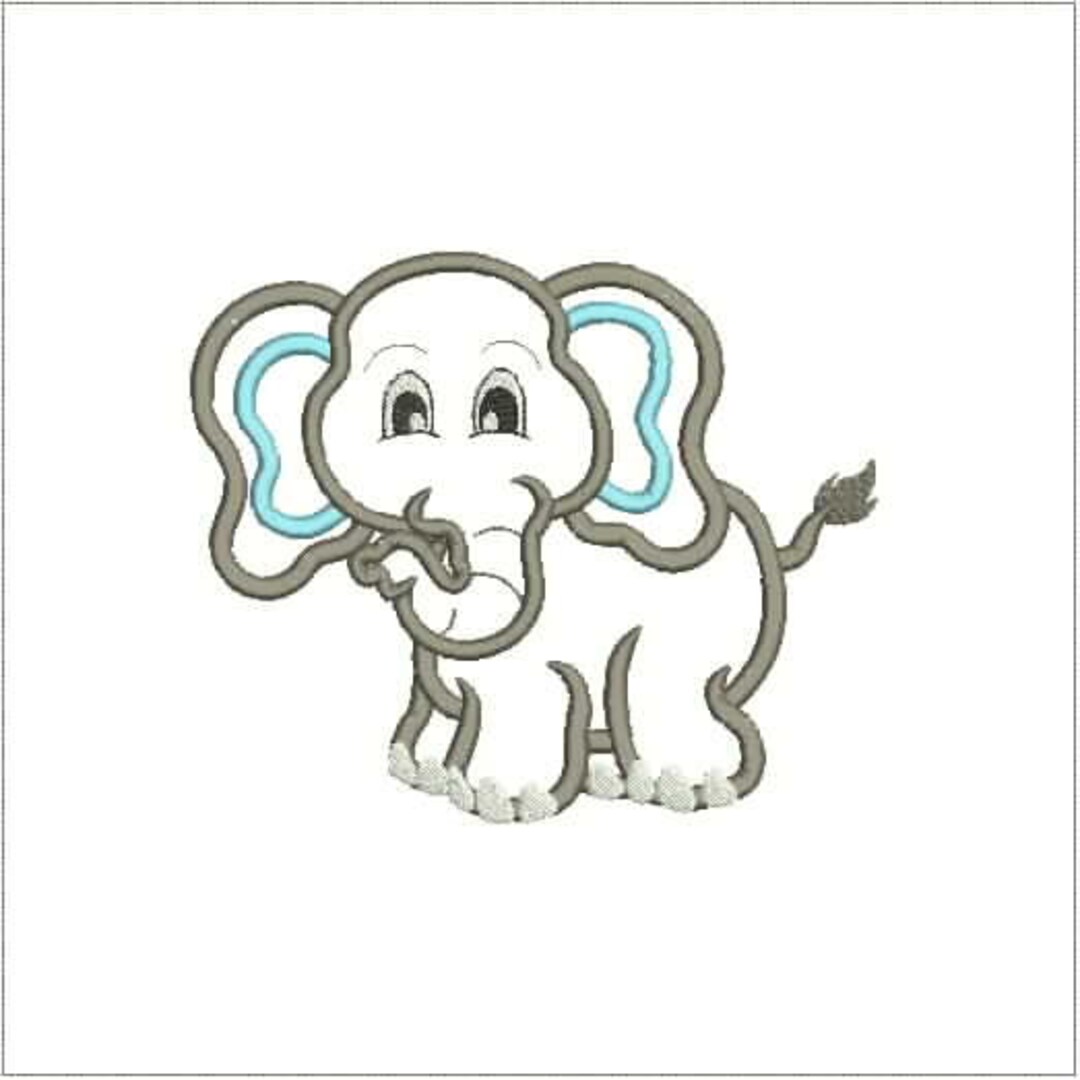 Baby Elephant, Machine Embroidery Applique Design, Safari Elephant ...