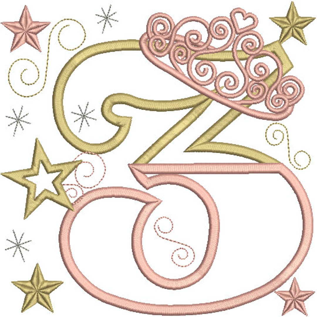 Split Number 3 With Crown and Star, 3rd, Third Birthday, Gold Star ...
